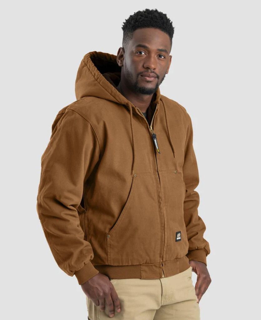 HJ375BD Heartland Washed Duck Hooded Jacket - Brown Duck - Berne Work ...