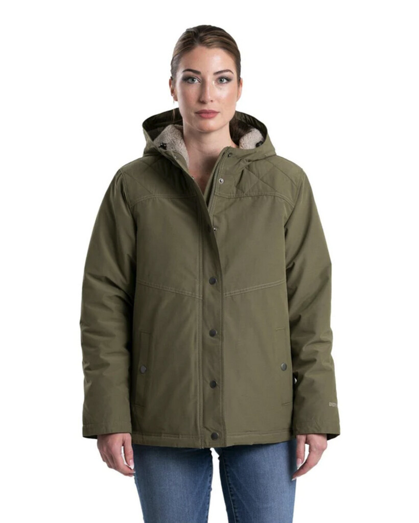 WHJ45BOL Women's Softstone Micro-Duck Hooded Coat - Burnt Olive - Berne ...