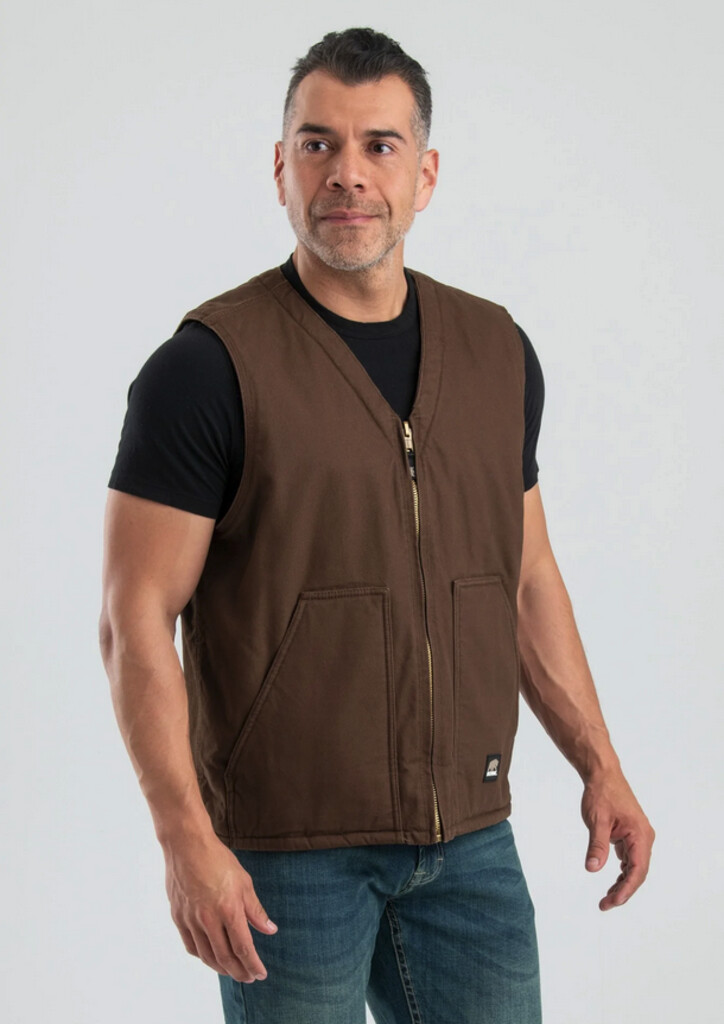 VW531BB Heartland Sherpa-Lined Washed Duck V-Neck Vest - Bark - Berne ...