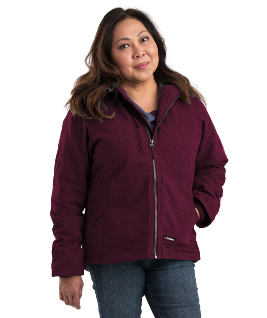 WHJ65MN Women's Heather Duck Hooded Jacket - Maroon - Berne Work ...