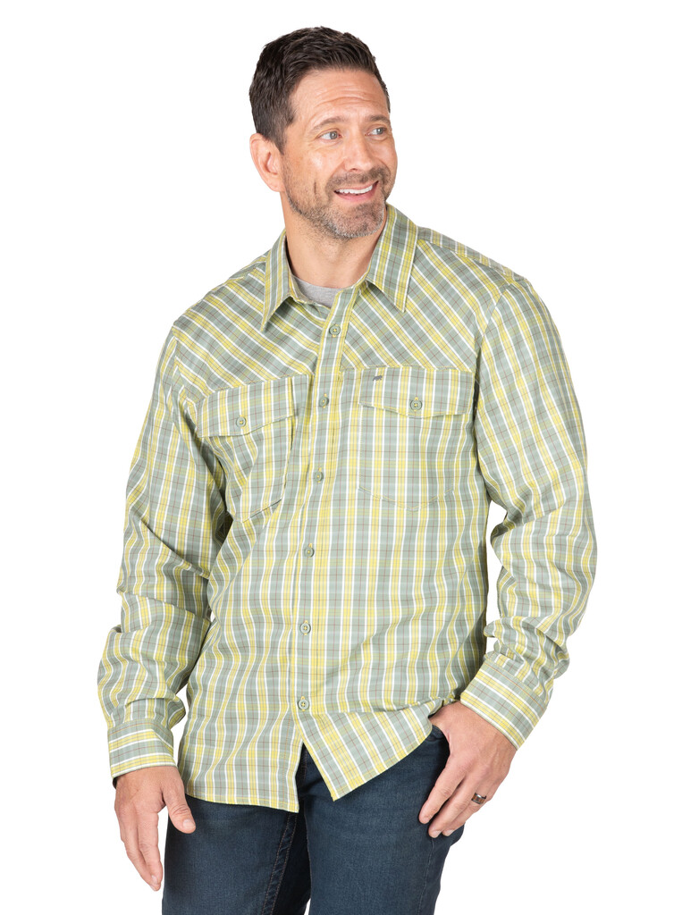 SH33PED Flex 180® UPF Button Down Plaid Long Sleeve Shirt - Plaid ...