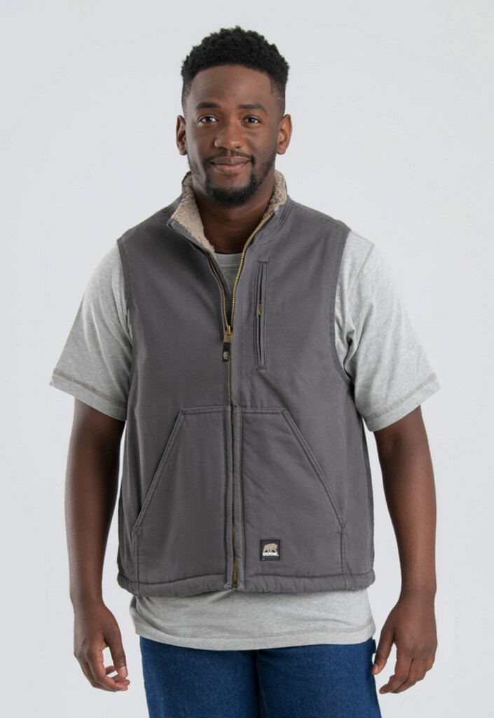 V818SLA Heartland Sherpa-Lined Washed Duck Vest - Slate - Berne Work ...