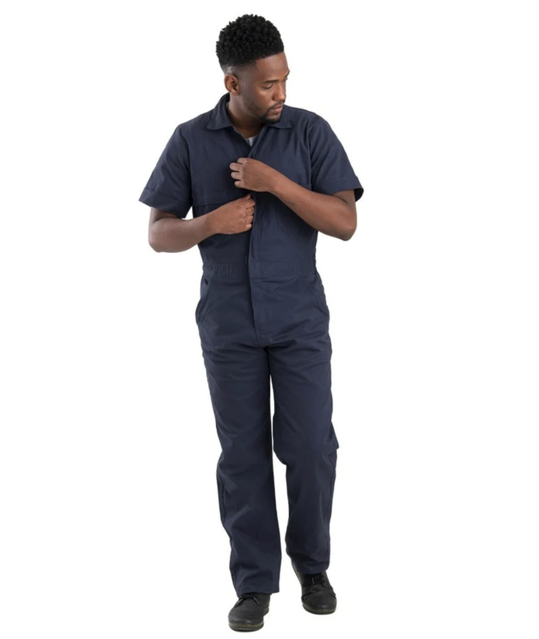P710NV Highland Short Sleeve Flex Poplin Coverall - Navy - Berne Work ...