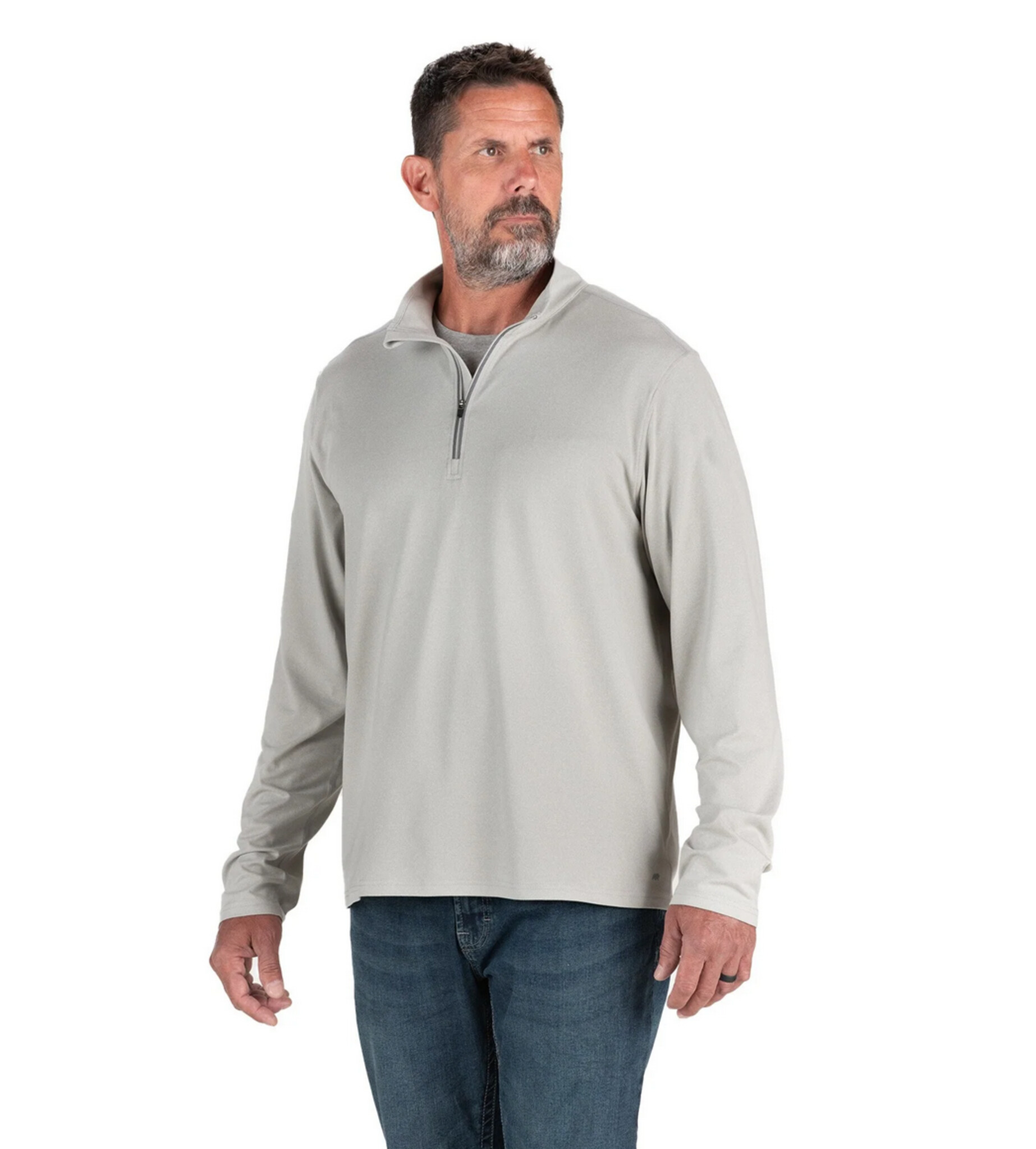 SH14HGY Midweight UPF Quarter-Zip - Heather Grey - Berne Work Clothes ...