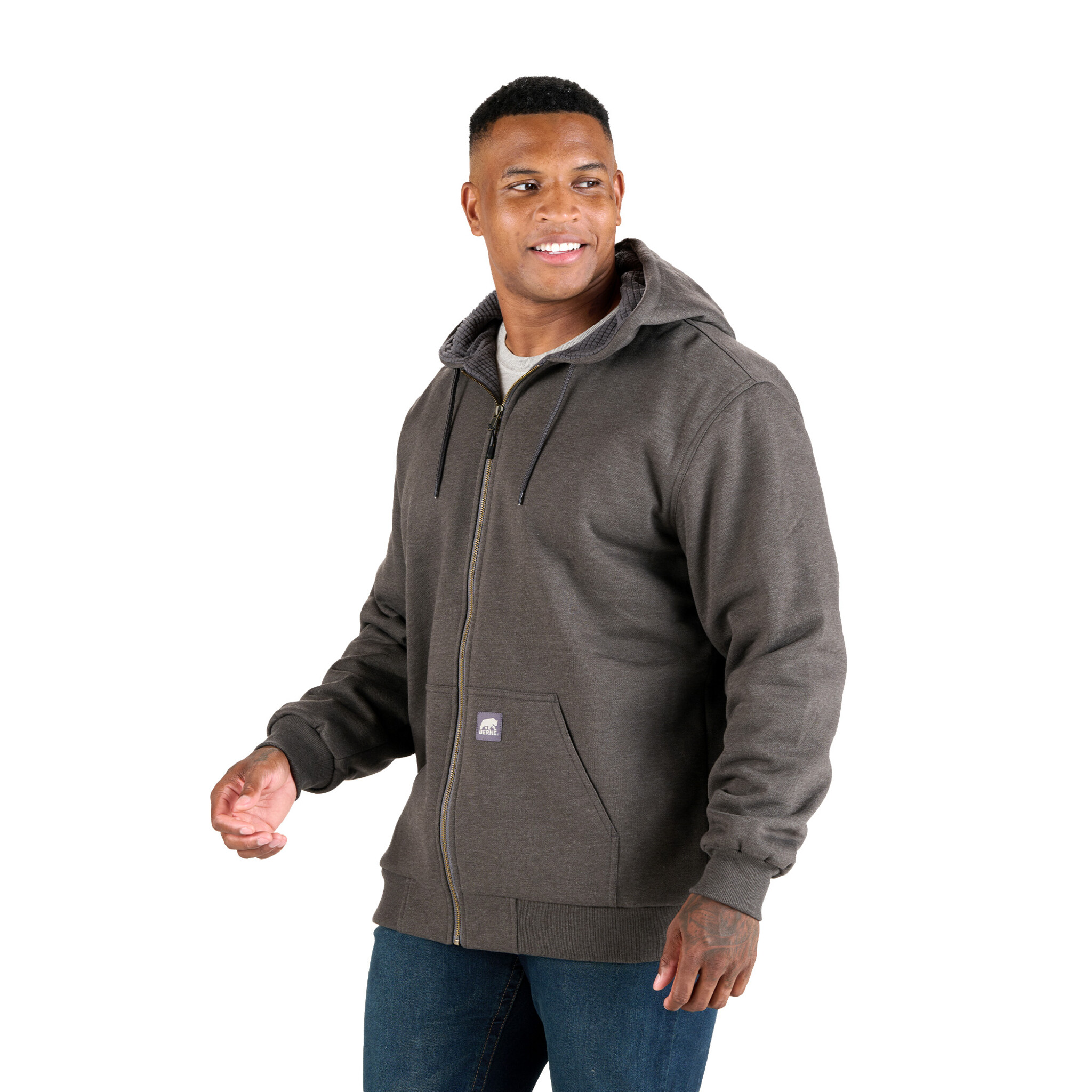 SZ107GPH Heritage Grid Fleece-Lined Hooded Sweatshirt, Full Zip - Graphite - Berne Work Clothes ...