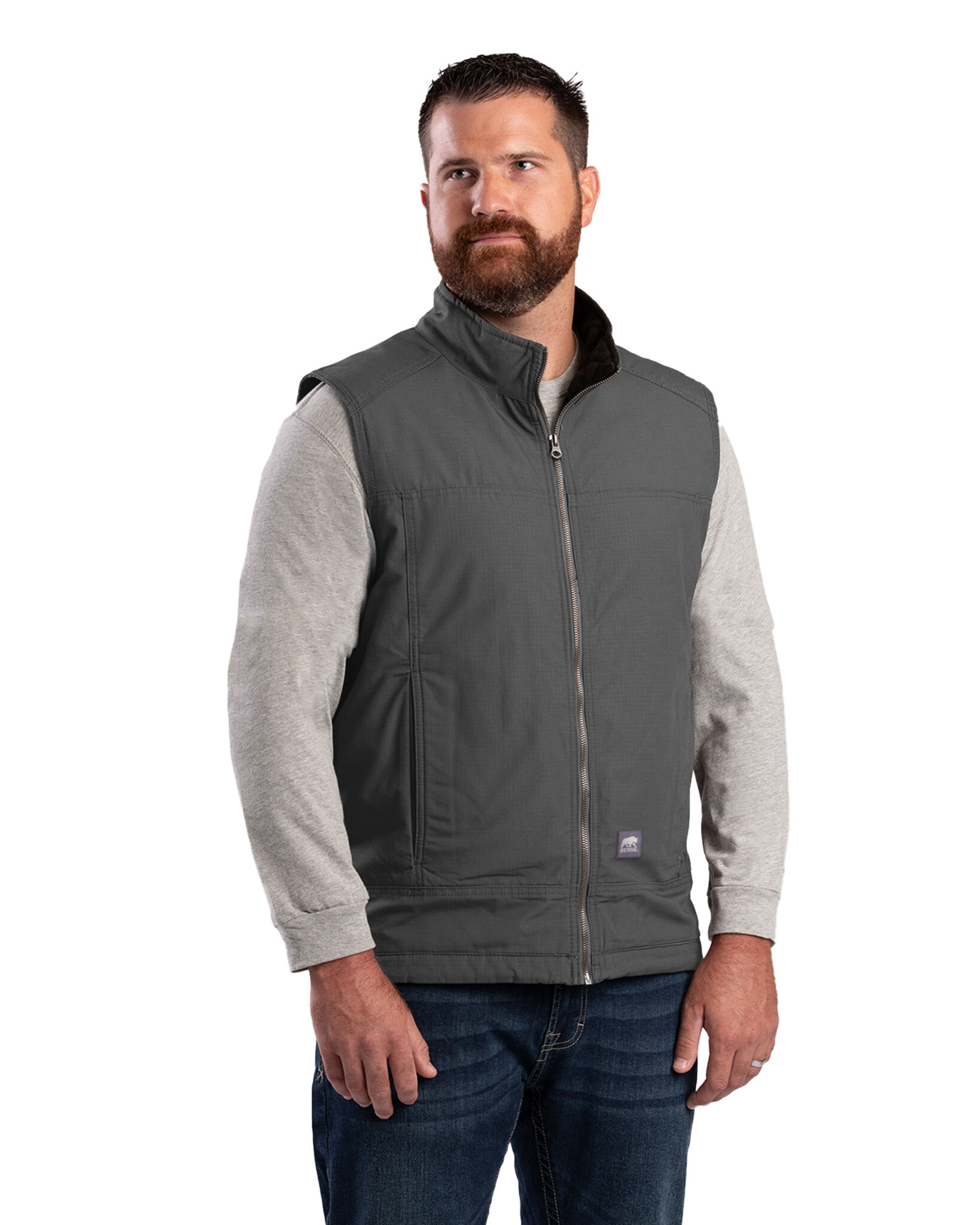 V817SLA Heartland Fleece-Lined Ripstop Vest - Slate - Berne Work ...