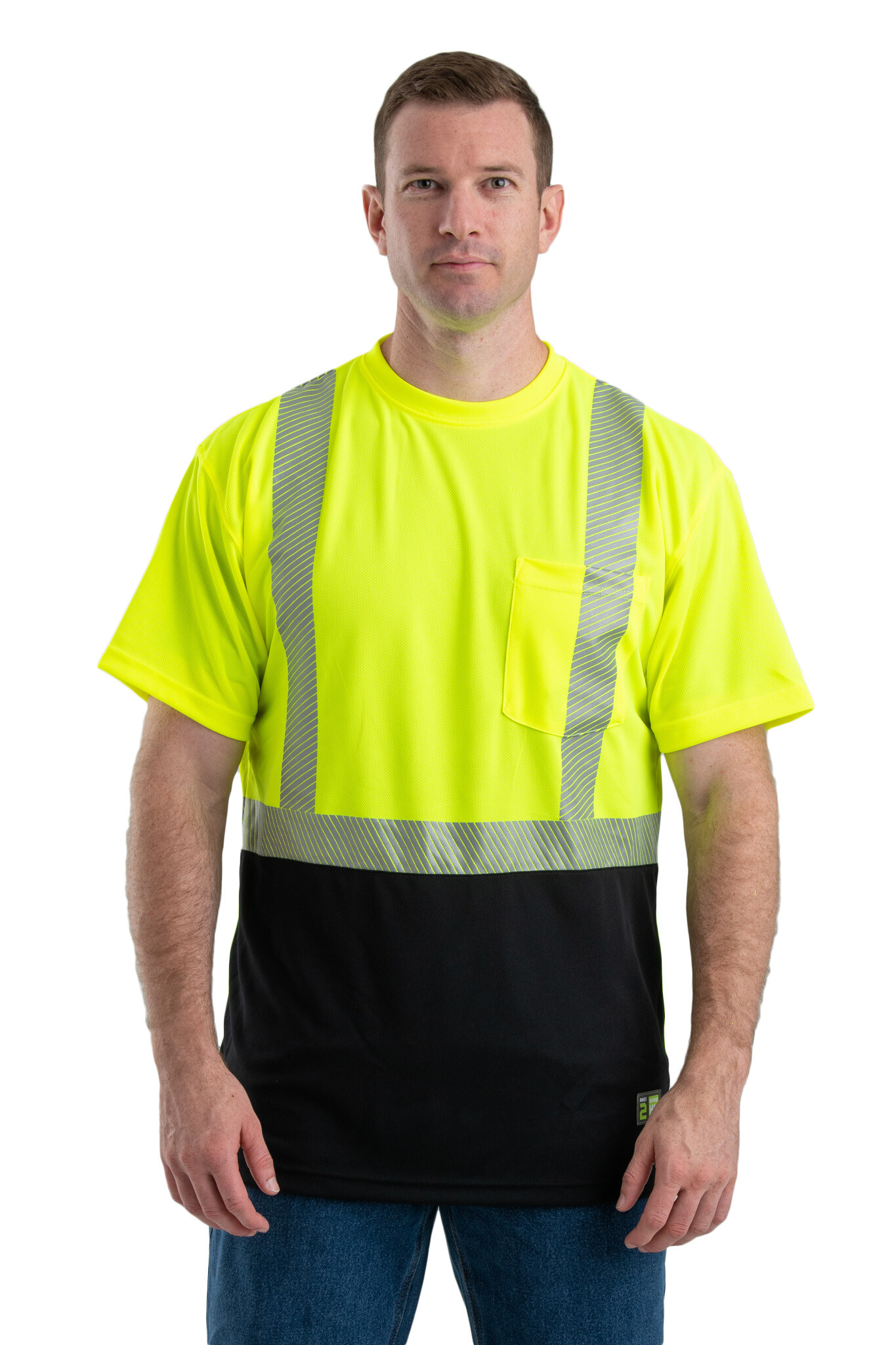 HVK017YW Hi-Vis Class 2 Color Block Tee - Hi-Viz Yellow - Berne Work ...